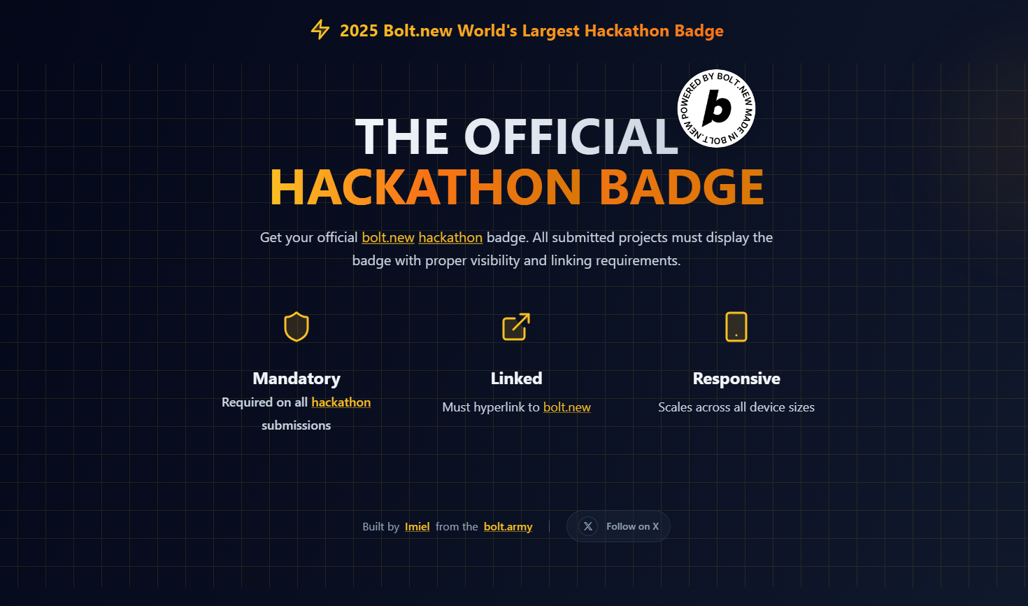 Bolt.new Hackathon Badge - Community Site by the Bolt.army